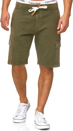 Indicode Herren White Rock Sweatshorts mit 5 Taschen aus 100% Baumwolle | Cargoshorts für Männer Beetle, S