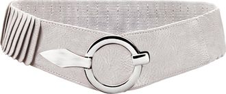 Glamexx24 Elastischer Damen Tailleng&uuml;rtel g&uuml;rtel 6cm breiter H&uuml;ftg&uuml;rtel mit silberner Ring (French grau, Taillenweite 75cm-110cm)