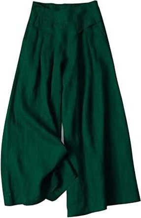 Janly Wide Leg Trousers for Women UK Ladies Boho Palazzo Pants Elasticated High Waist Culotte Office Work Going Out Loose Crepe Bottoms Loungewear Hiking Pa