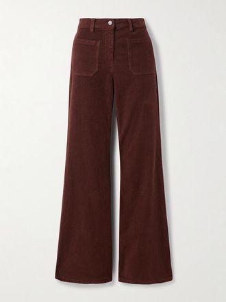 Nili Lotan Pantalon Évasé En Serge De Coton Florence - Marron