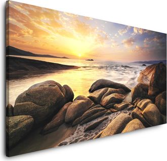 Paul Sinus Art Sonnenuntergang 120x 60cm Panorama Leinwand Bild XXL Format Wandbilder Wohnzimmer Wohnung Deko Kunstdrucke