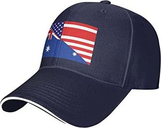Generic Sun Protection Casquettes Drapeaux Am&eacute;ricain Et Australien Unisexe Baseball Casquette R&eacute;glable Chapeau pour Jogging Cyclisme Femmes