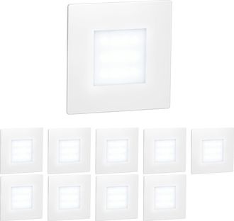 LEDs Com 10 Stück LED Treppenlicht/Wandeinbauleuchte FEX für innen und außen, eckig, 85 x 85mm, kaltweiß