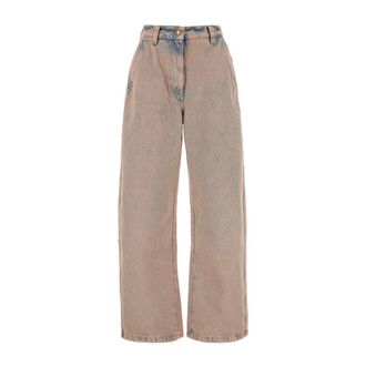 Palm Angels Overdyed Logo Wide Leg Jeans - - Jeans - Damen - Rosa - W25