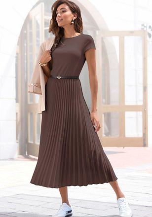 Lascana Midikleid mit Plisseerockteil, Basic, modisch
