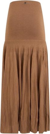 Paco Rabanne Jupe longue fluide en maille - Femme - Jupes - Brun - Taille: 36 FR