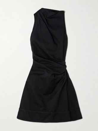 Alexander McQueen Mini-jeanskleid Mit Falten - Schwarz