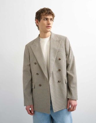 Topman Blazer d&eacute;contract&eacute; &agrave; carreaux vichy - Multicolore
