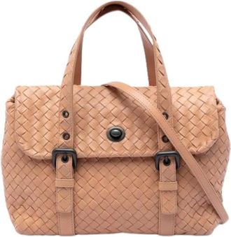 Bottega Veneta Pre-owned Woven Satchel - Femme - Pre-owned - Beige - Taille: ONE Size