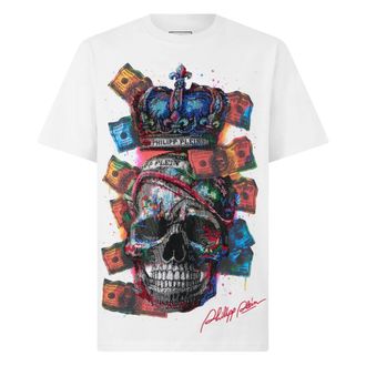 Philipp Plein Homme, Tops, Blanc, Taille: 2XL T-Chemises