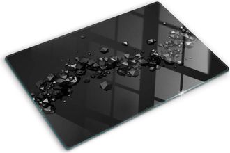 Tulup Tulup - Planche de cuisine, couvre plaque, verre planche découper, verre trempé - 80 x 52 cm - 3D