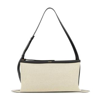 Jil Sander Zweifarbige Empire Schultertasche Medium aus Canvas und Leder - - Bags - Damen - Beige - ONE SIZE