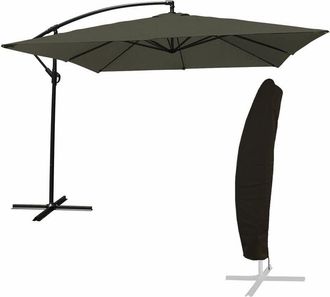 Happy Garden Happy Garden - Parasol déporté molokai carré 2,7x2,7m gris + housse