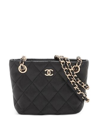 Chanel 2021-2025 mini Quilted Caviar Boy Flap Schultertasche - Schwarz