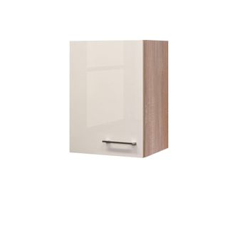 Flex-Well H&auml;ngeschrank Nepal - K&uuml;chenschrank - 1-t&uuml;rig - Breite 40 cm - Creme gl&auml;nzend/Eiche Sonoma