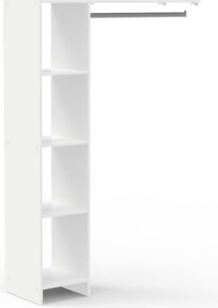 Demeyere Kit Dressing avec Penderie & Colonne De 3 Rayons Modulable - Coloris Blanc Mat - 120,2 x 180 x 39,6 cm