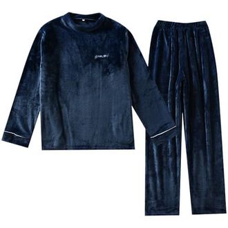 Generic Pyjama Homme Hiver Pyjama Polaire Homme Ensemble Deux Pi&egrave;ces en Polaire &Eacute;paisse Couleur Unie Haut + Pantalon V&ecirc;tement de Maison Ultra Doux et Chaud