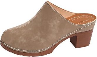 Generic Mules et Sabots Femme &agrave; Talon Bloc Bout Ferm&eacute; Bout Rond R&eacute;tro Sandales Pantoufles L&eacute;g&egrave;res Confortable Chaussures D&eacute;contract&eacute;e pour Printemps Et &Eacute;t&eacute; 42