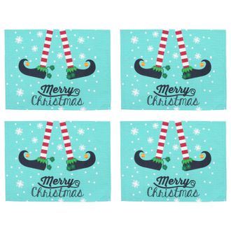 BESPORTBLE Weihnachts Tischsets 4 St&uuml;ck Baumwolle Leinen rutschfest Festliche Essmatten f&uuml;r Party und Tischdekoration