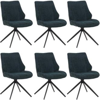 Hhg 6er-Set Esszimmerstuhl HHG 026, K&uuml;chenstuhl, drehbar Auto-Return, Stoff/Textil Chenille (320g/m&sup2;) &Ouml;ko-Tex petrol-gr&uuml;n