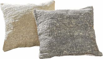 Loberon Kissenhülle 2er Set Berinique, Hochwertiger Berber-Look, Suptiler Glanz, Angenehme Haptik, Natürliche Fartöne, Kissenbezüge, Seide, Baumwolle, beige/g