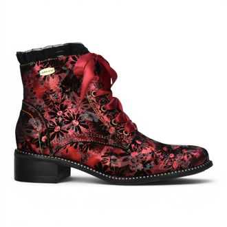 Laura Vita Laura Vita Floral Women, gotische viktorianische rote Lederstiefel mit Absatz - Emcmao-45