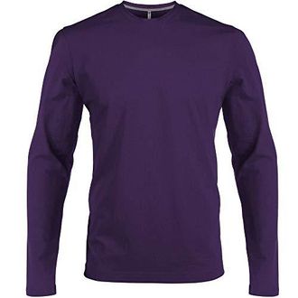 Kariban T-Shirt à Manches Longues Col Rond T-Shirt, Facile körperbetont,Violet,4XL