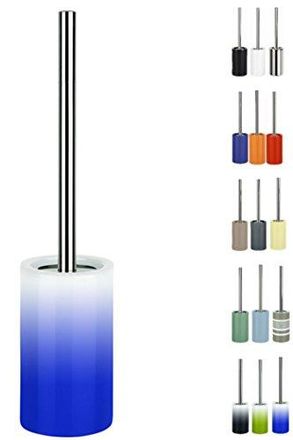 Spirella Tube Bürste Toilettenbürste Klobürste WC Garnitur aus Porzellan, Edelstahl, Blau/Weiß
