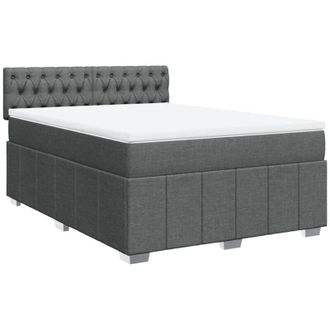 vidaXL Boxspringbett mit Matratze Dunkelgrau 140x190 cm Stoff Vidaxl
