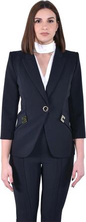 Elisabetta Franchi Femme, Vestes, Noir, Taille: 36 FR Veste en cr&ecirc;pe stretch double &eacute;paisseur