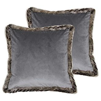 Riva Paoletti Kiruna Twin Pack-Feder gefüllte Kissen, Samt, Grau, 45 x 45cm, 2
