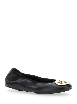 Tory Burch Womens Ballet Shoes Tory Black Leather Ovine Ballerina