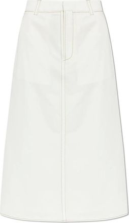 Ami Femme, Jupes, Blanc, Taille: 42 FR Jupe Midi Trap&egrave;ze avec Surpiq&ucirc;res