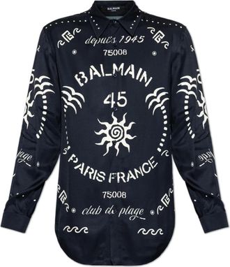Balmain Homme, Chemises, Bleu, Taille: 2XL Chemise Imprim&eacute;e