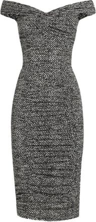 Dolce & Gabbana Femme, Robes, Noir, Taille: 36 FR Robe Midi Textur&eacute;e Fronc&eacute;e &agrave; &Eacute;paules D&eacute;nud&eacute;es