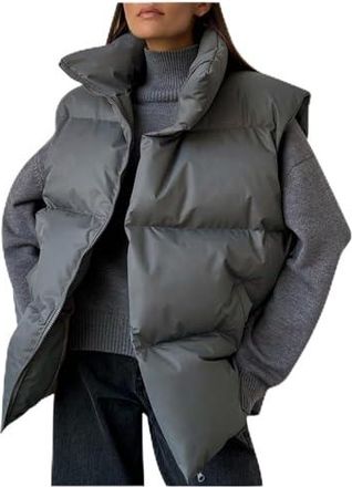 Generic 2026 Veste matelass&eacute;e sans manches pour femme Automne/hiver Pour les trajets et les loisirs, gris, M
