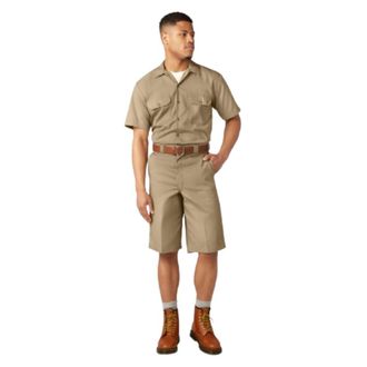 Dickies Arbeitshemd f&uuml;r Herren, kurz&auml;rmelig, Khaki, XX-Large