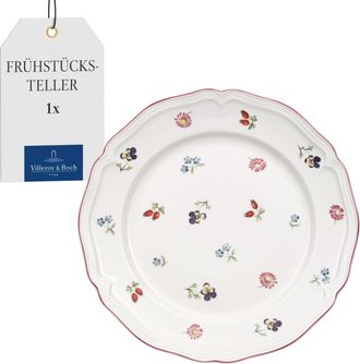 Villeroy & Boch Petite Fleur Frühstücks-/ Dessertteller 21cm Weiß, Spülmaschinenfest, Mikrowellensicher, Kuchenteller, Frühstücksteller, Salatteller, Teller Porzellan