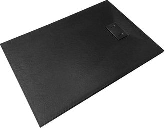 Nala Duschwanne aus smc Fiberglas mit Stein-Effekt h 2,6 cm inklusive Ablaufgarnitur 70-100 Schwarz - Nala