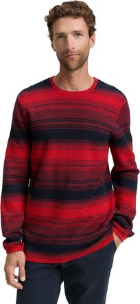 Tom Tailor Herren 1048259 Strickpullover im Streifenmuster, 36199-Red Navy Stripe Design, L