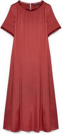 Fiorella Rubino Femme, Robes, Rouge, Taille: 56 FR Robe Trap&egrave;ze en Satin avec D&eacute;tails &agrave; Franges