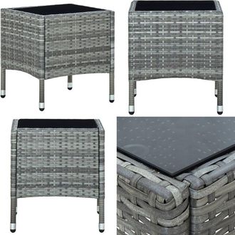 vidaXL Vidaxl - Gartentisch Grau 40x40x45 cm Poly Rattan - Gartentisch - Esstisch Im Freien - Terrassenm&ouml;bel - PE-Rattan M&ouml;bel - Gartenset - Home & Living