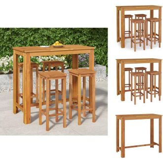 vidaXL 5-tlg. Gartenbar-Set Massivholz Akazie - Gartenbar Set - Holz Gartenm&ouml;bel - Akazienholzm&ouml;bel - Esszimmer M&ouml;bel - Balkonm&ouml;bel