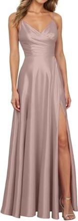 Generic Robe Soiree Femme Chic Robe Cocktail Robe de Soirée Longue Sexy À Col Halter Et Fentes pour Femmerobe de Soirée Robe de Bal