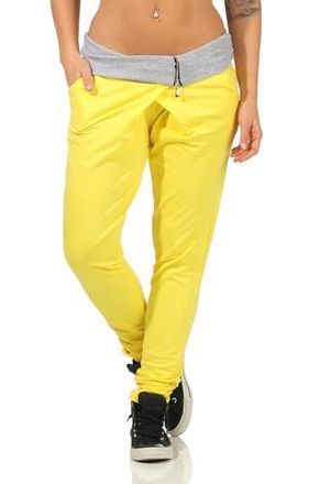 Malito more than fashion Malito Enrouler Boyfriend Pantalon Baggy TorsionHarem Aladin Yoga 3318 Femme Taille Unique (Jaune)