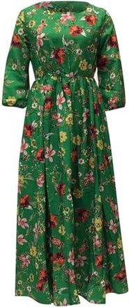 Generic Robe amincissante longue en mousseline de soie &agrave; motif floral pour femme, tenue d&eacute;contract&eacute;e pour printemps et automne avec jupe &eacute;vas&eacute;e, coupe ajust&eacute;e