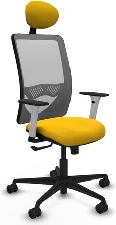 Piqueras y Crespo Hochwertiger B&uuml;rostuhl Zulema mit schwarzen und wei&szlig;en Armlehnen, h&ouml;henverstellbare Lendenwirbelst&uuml;tze und festes Kopfteil, ausgestattet mit 3 Positio