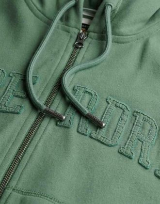 Superdry Athletic Essentials - Farblich abgestimmte Cropped Kapuzenjacke in Lorbeer-Khaki-Grün