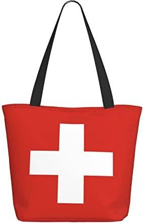 AOOEDM Sac shopping pour femme avec drapeau suisse 33 x 28 x 19 cm. Le cadeau parfait pour la Saint-Valentin. Cest de la Saint-Valentin pour maman, fille, &eacute;p