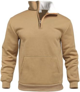 Generic Pull en polaire pour homme - Style classique - Automne - Col haut - Demi-fermeture éclair - Poignets élastiques - Moelleux - Léger - Coupe ajustée, ka